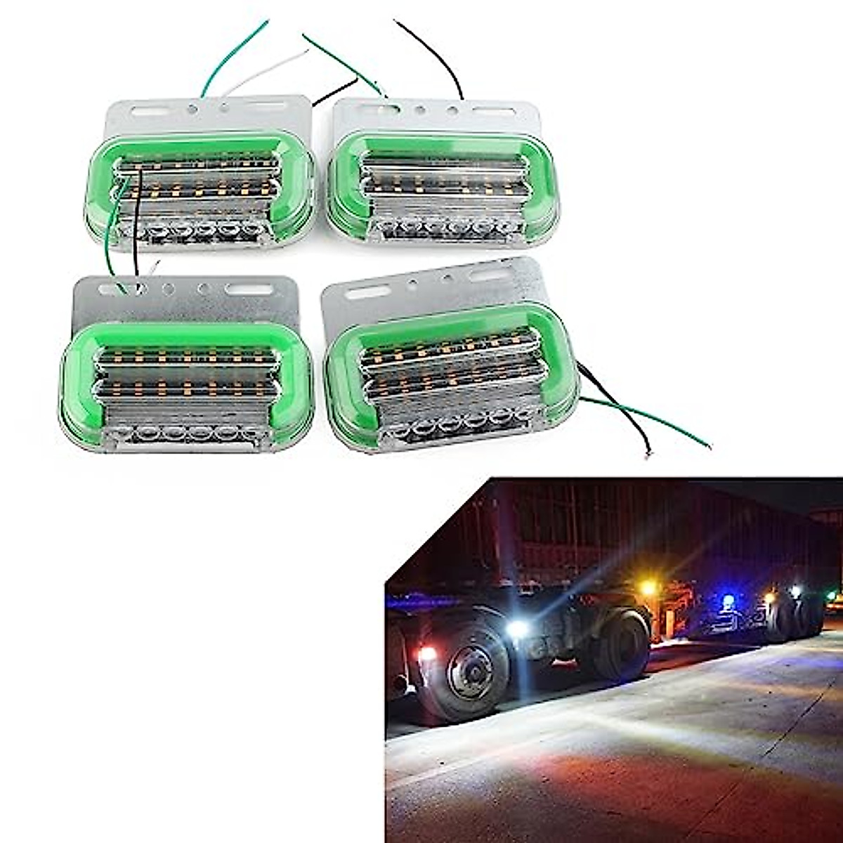 Lirun Car LED Side Marker Light External Signal Indicator Lamp for Truck Trailer Lorry,Green