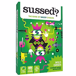 SUSSED The Game of Wacky Choices - Travel Games & Social Card Game for Kids & Adults - Conversation Cards for Camping & Road Trips - Wild Green Deck