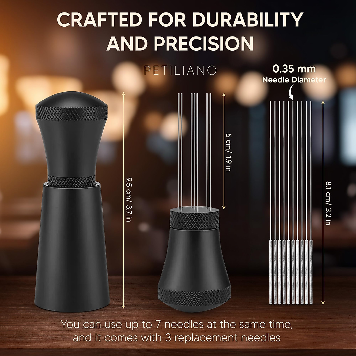 PETILIANO WDT Tool Espresso 10 Needle Set - Aluminum Made - 0.35 mm Needle - Espresso Distribution Tool, Espresso Accessories, Coffee Distributor, Barista Tools, Espresso Stirrer