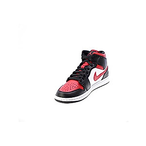 Nike Men's Air Jordan 1 Mid Sneaker, White/Black-red, 10.5