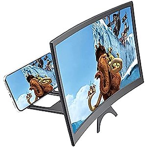 GUAGLL 12'' Screen Magnifier, 3D Curve Foldable Mobile Phone Screen Amplifier for Movies Videos Gaming Supports All Smartphones