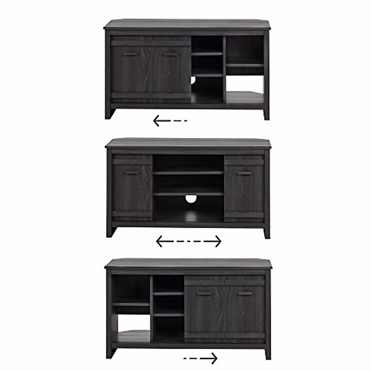 South Shore Exhibit Corner TV Stand with Sliding Doors for TVs up to 42", Gray Oak