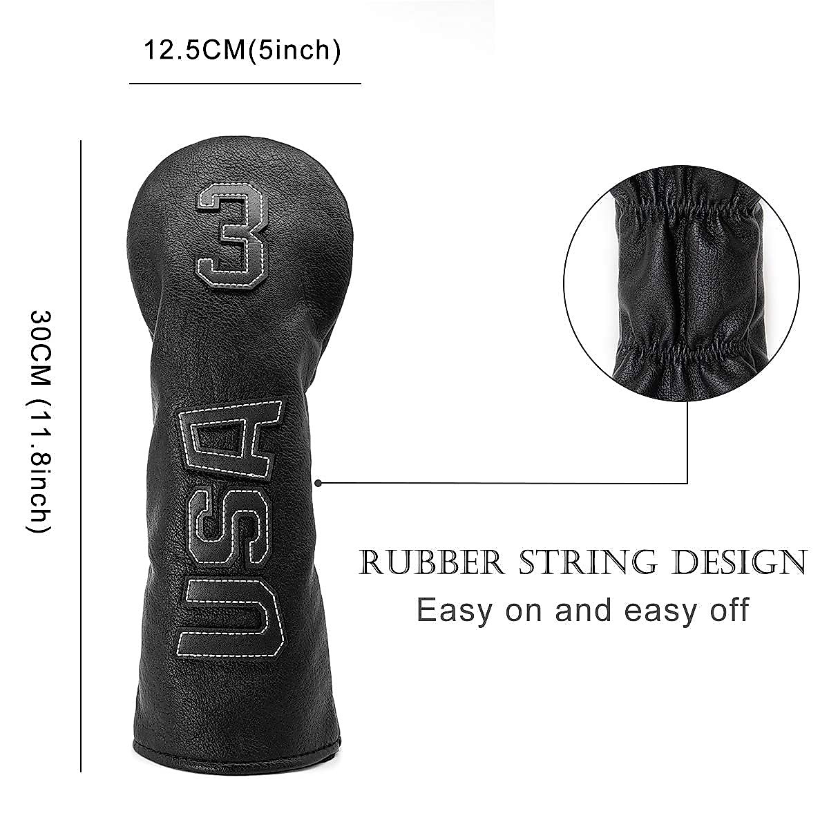 Barudan Golf Fairway Woods Head Covers 3 Wood Headcover Head Cover Club Protector Protective USA Black for Taylormade Taylor Made Callaway PXG Ping Cobra Golf Player Accessories for Men