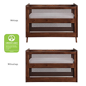 BreathableBaby Breathable Mesh 3-in-1 Convertible Crib (Toddler Bed Kit Sold Separately) — Walnut — Two Adjustable Mattress Heights — Greenguard Gold Certified