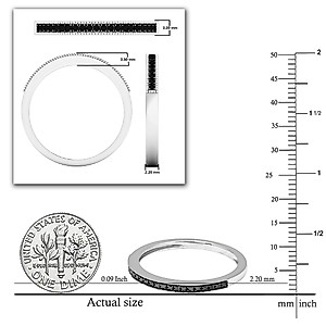 Dazzlingrock Collection Round Black Diamond Stackable Wedding Band for Women (0.10 ctw) in 925 Sterling Silver, Size 7