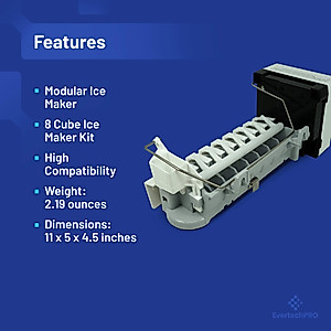 EvertechPRO 4317943 Whirlpool Icemaker Kit Replacement for Whirlpool Refrigerator 1857 4210317 4211173 4317943