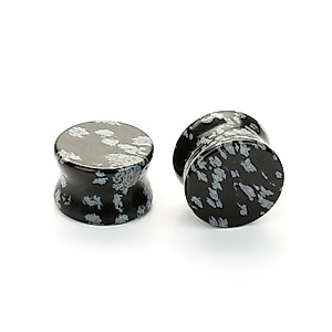 CABBE 10pcs Natural Stone Plugs Ear Gauges Kit Gauges 2g - 20mm Saddle Style Double Flared Expander Set Stretcher Body Piercing Jewelry, Gauge 1/2" = 12mm