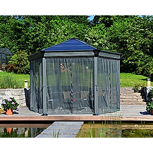 Palram - Canopia Roma/Monaco Garden Gazebo Netting Set Gray - 6 Pieces