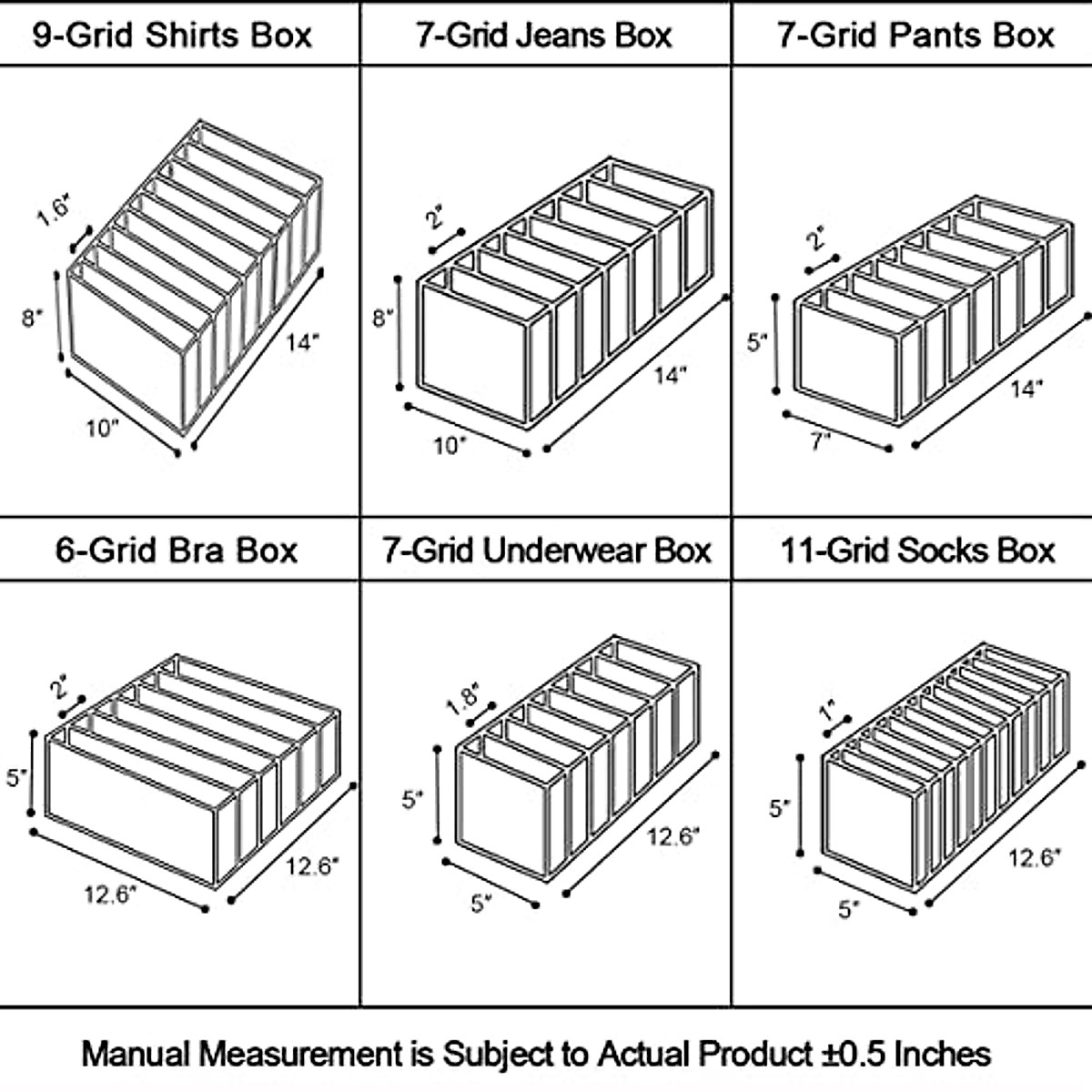 RESHANG 6PCS Grey Wardrobe Clothes Organizer,Clothes Organizer for Jeans+Pants+Shirts+Bra+Underwear+Socks,Folded Washed Mesh Organizers for Wardrobe, Drawer, RV Travel Clothing Storage Classification