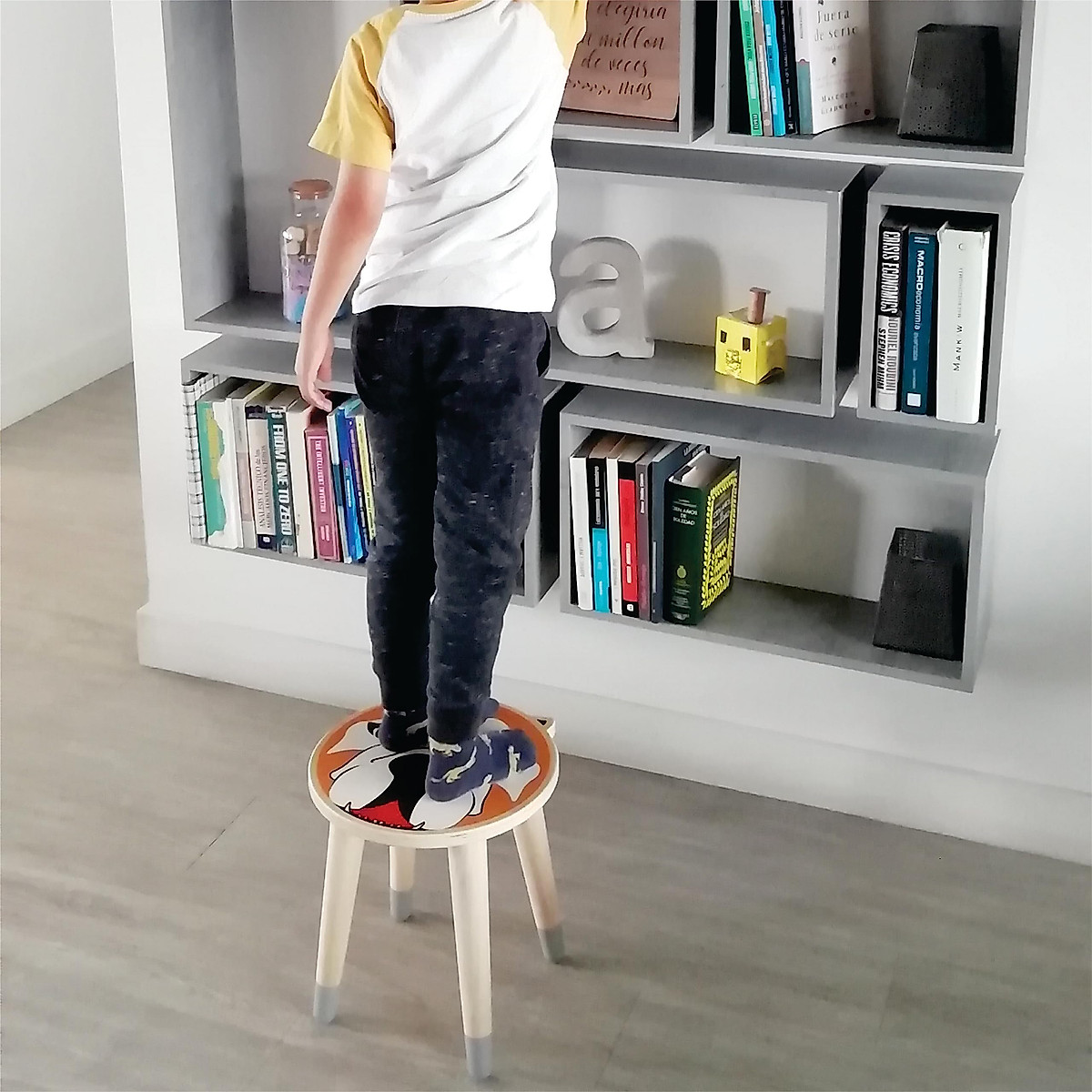 THE OVI FAMILY Kid’s Stool -12 inch Non-Slip Folding Step Stool,Wooden Chair, Lightweight Assembled Four-Legged Sitting Stool- Kitchen,Bathroom, Bedroom, Classroom, Playroom