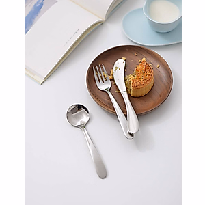 WEKTUNAA Stainless Steel Child Toddler Flatware Set, Kids Fork Knife Spoon, Mirror Polished, Steel Utensils for Toddler and Child