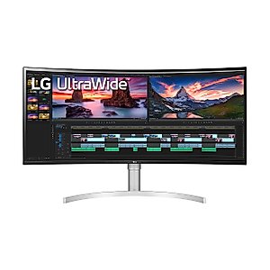 LG 38WN95C-W 38-Inch Curved UltraWide QHD+ 3840x1600 NVIDIA G-SYNC Compatible Nano IPS 144 Hz Refresh Rate and 1 ms Response Time Gaming Monitor with Thunderbolt 3 Connectivity (Renewed)