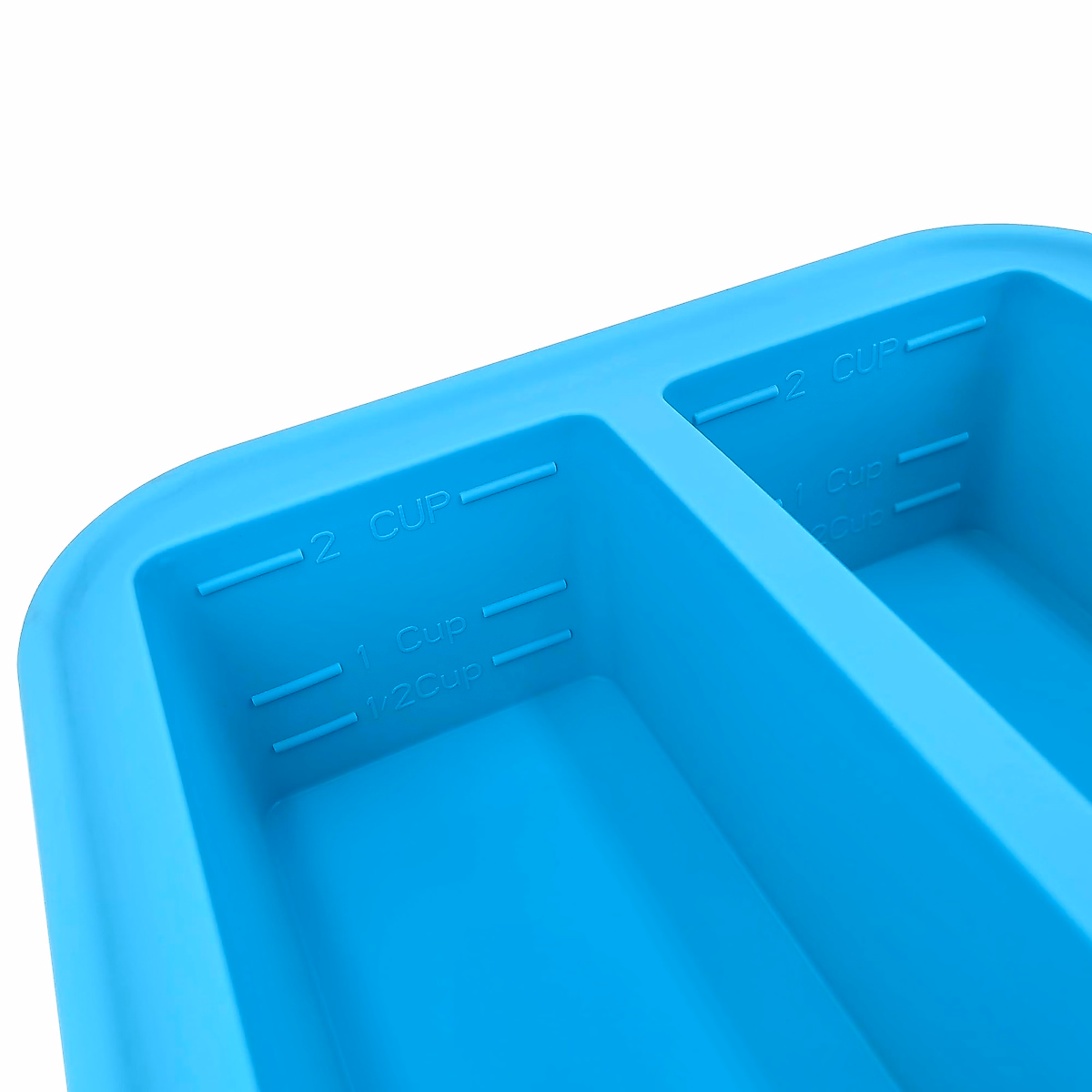 NAKTOW 2-Cup Silicone Freezer Tray with Lid - 2 Pack - Make 4 Perfect 2-Cup Portions - Easy Release Molds for Food Storage & Freeze Soup, Broth, Stew or Sauce Color Aqua (Aqua)