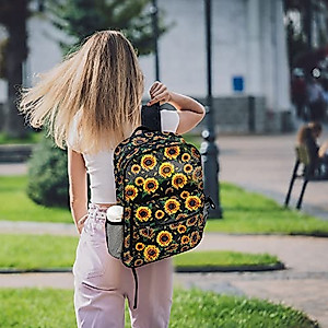 Silkfly Sunflower Mesh Backpack Cow Semi Transparent Sackpack School Bags for Girls with Cow Sunflower Lunch Bag and Pencil Case See Through Beach Bag Mesh (Sunflower Style)