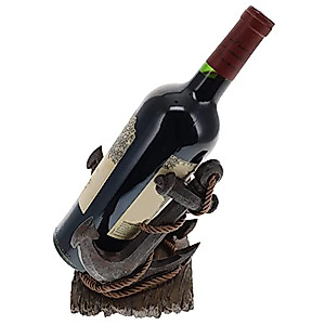 Rustic Rope Wrapped Boat Anchor Wine Bottle Display Holder / Rack - Nautical Ocean Beach Coastal Decor