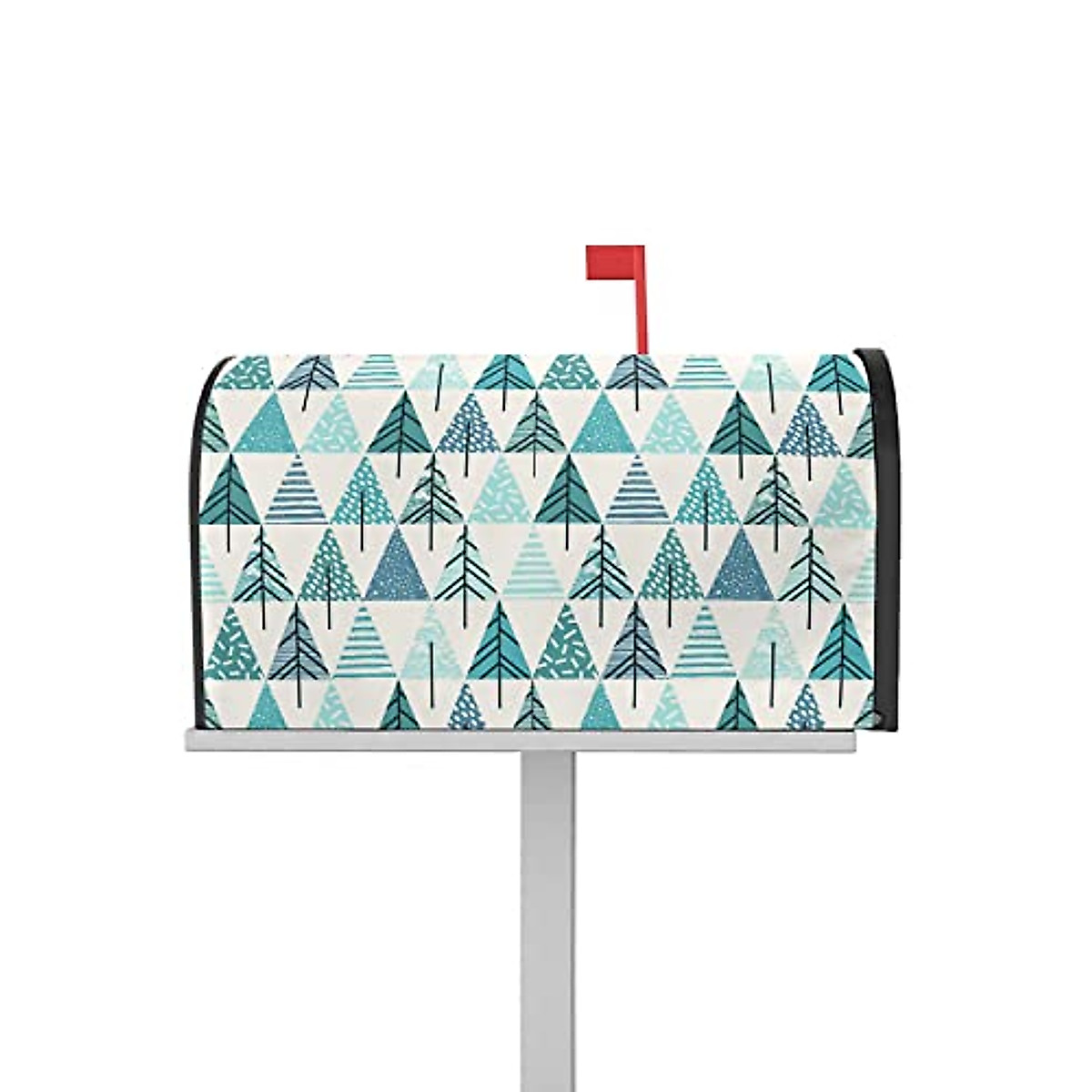 Christmas Mailbox Cover Magnetic Christams Xmas Tree Tile Pattern Pine Simple Strokes Post Box Cover Waterproof Durable Mailbox Wraps for Farmhouse Outdoor Garden Home Decor Standard Size 25 X 21in