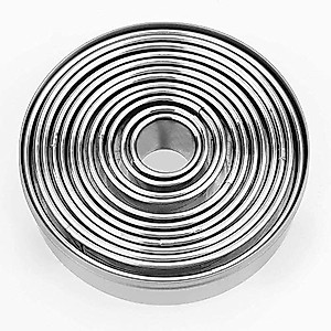 12 Pieces Round Cookie Biscuit Cutter Set,Graduated Circle Pastry Cutters,18/8 Stainless Steel Cookie Cutters And Donut Cutter Ring Molds