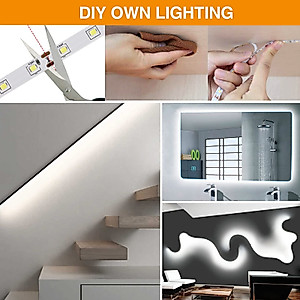 White LED Strip Light, CT Capetronix LED Light Strip White, Daylight Bright LED Tape Light, for Bedroom, Kitchen, Closet, Under Cabinet, Vanity Mirror, Indoor Only (Dimmer Included).