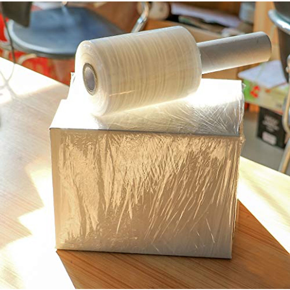 4 Pack Industrial Mini Clear Stretch Wrap with Handle 5" 1000ft 80 Gauge for Pallet Wrap, Durable Self-Adhering Plastic Wrap for Packing, Moving, Heavy Duty, BOMEI PACK