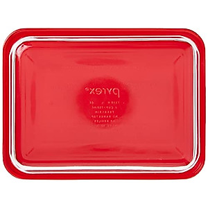 Pyrex 3-Cup Single Rectangular Food Storage Container with Lid, Non-Toxic, BPA-Free Lid, Tempered Non-Pourous Glass, Microwave, Dishwasher, Freezer and Oven Safe, Red