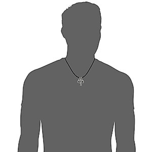 Star Wars Jewelry Unisex Mandalorian Symbol Stainless Steel Leather Cord Pendant Necklace, 24"