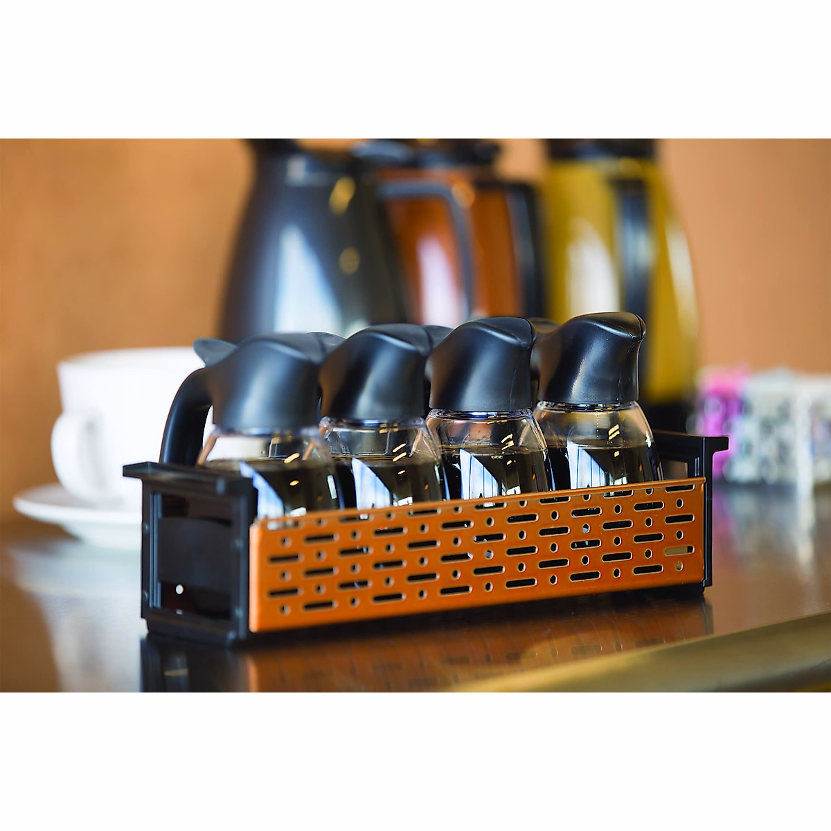 Service Ideas SRC4CP Syrup Caddy, Basket, 12.75", Black and Copper