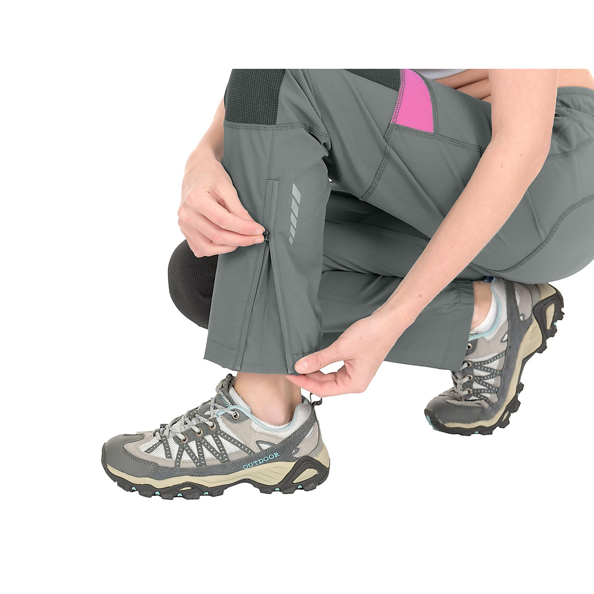 Little Donkey Andy Women's Lightweight Quick Dry Hiking Pants Reinforced Knees UPF 50 for Mountain Climbing Camping Gray XS