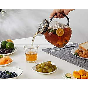 Purefold 40 ounces “Pineapple Series” Glass Pitcher with Stainless Steel Lid, Hot and Cold Water Carafe, Fruit Tea Coffee Maker, Ice Tea Pitcher, Juice Jar