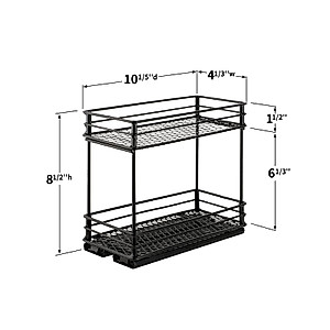 Kitsure Spice Rack Organizer for Cabinet - 2 Packs, Easy-to-Install Pull Out Spice Cabinet Organizers, 4.33''Wx10.23''Dx8.54''H Slide Out Spice Racks
