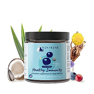 kin+kind Natural Cranberry Supplement Powder for Dogs&Cats - Boost Healthy Immunity and Bladder Support with Organic Formula - Organic Cranberry, Blueberry and Coconut - Small 4oz - Made in USA