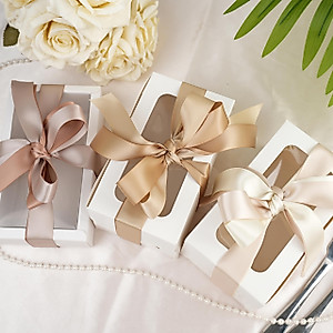 DINDOSAL Champagne Ribbon 1 Inch Satin Ribbon 6 Rolls Assortment Pale Gold Ribbon for Wedding Silk Antique Gold Ribbon for Wedding Ribbon for Gift Wrapping Hair Bows Crafts Bouquet - 60Yards