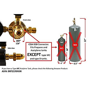 SÜA - Propane Regulator Welding Gas Gauges - CGA-510 - Rear Connector - LDP series - Check all the pictures and read the full description of this product to make sure it fits your tanks and hoses.
