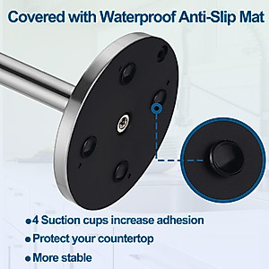 DAWNER Paper Towel Holder for Countertop, Easy One-Handed Tear, Stainless Steel, Weighted Base with Suction Cups, Non-Slip Paper Towel Stand for Kitchen, Bathroom, Brushed Nickel