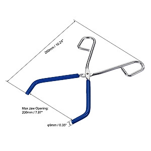 uxcell Lab Beaker Tongs Stainless Steel Chrome Plated 10-inch Opens Up to 200mm Width Blue