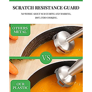 GDOR Scratch Resistance Immersion Blender, Stick Blender with 800 Watts Heavy Duty & Low-Noise DC Motor, Variable Speed Hand Blender for Soups, Sauces, Smoothies, Baby Food, Titanium Blades, BPA-Free