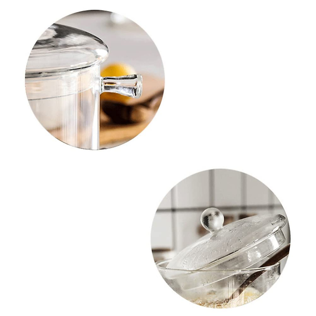 DOITOOL Glass Saucepan with Cover, Clear for Cooking on Stove, 1 Liter Glass Cooking Saucepan for Pasta Noodle, Soup, Milk, Tea (14 x 19.5 x 16cm)