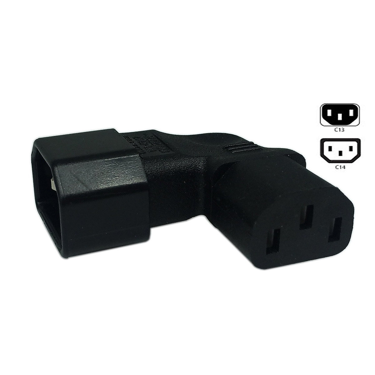 Cerrxian Left Angle IEC 320 C14 3 Pin Male to C13 Female PDU PSU UPS Power Extension Adapter Receptacle for LCD LED TV Wall Mount