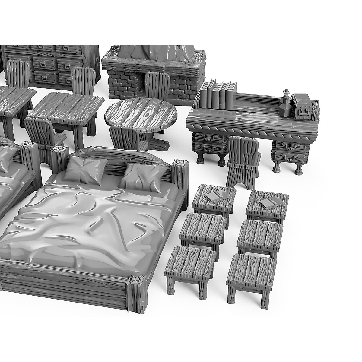 3DEGOS Tavern Bedroom Furniture Set DND Terrain 28mm for Dungeons and Dragons, D&D, Pathfinder, Warhammer 40k, RPG, Miniatures, Age of Sigmar, Tabletop, D and D, Dungeons and Dragons Gifts