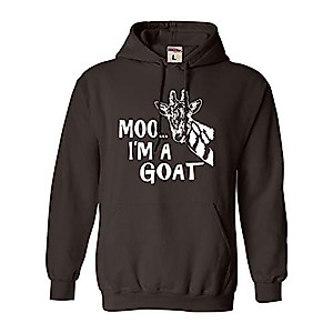 Go All Out Medium Chocolate Adult Moo....I'm A Goat Funny Animal Sweatshirt Hoodie