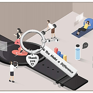 FOTAP Fitness Trainer Thank You Gift You Make a Difference Keychain Workout Jewelry Gift for Fitness Instructor(fitness keychain)