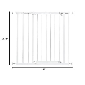 Summer Infant Everywhere Extra Tall & Extra Wide Pet and Baby Gate, 28.75" - 39.75" Wide, 36" Tall, Pressure and Hardware Mounted, Install In-Between Rooms, Doorways and Stairways - White Metal