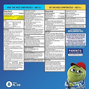 Mucinex Children's Day & Night Combo Pack, Kids Cold Medicine / Kids Cough Medicine, Daytime Cold Medicine & Night Time Cold and Flu Medicine, Mucinex Kids Medicine, Berry Flavor Liquid (2 X 4 Fl Oz)