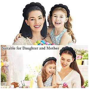 NGDN Mimi and Co Spa Headband , Sponge for Washing Face, Makeup Skincare Puffy Headband, Terry Towel Cloth Fabric Head Band Skincare, Removal, Black, Pack of 1