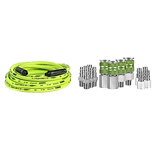 Flexzilla Air Hose (3/8 in. x 25 ft.) and Flexzilla Pro High Flow Coupler & Plug Kit (14-Piece)