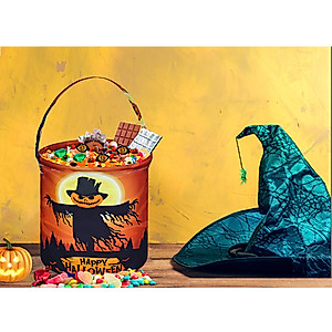 Halloween Basket Trick or Treat Bag Cute Candy Tote Buckets Reusable Canvas Best Organizer Party Gifts for Kids