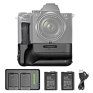 Neewer Vertical Battery Grip Replacement for Sony VG-C2EM, Compatible with Sony A7 II A7S II and A7R II Cameras with 2 Pieces 7.4V 1100mAh NP-FW50 Rechargeable Li-ion Batteries and Dual Charger