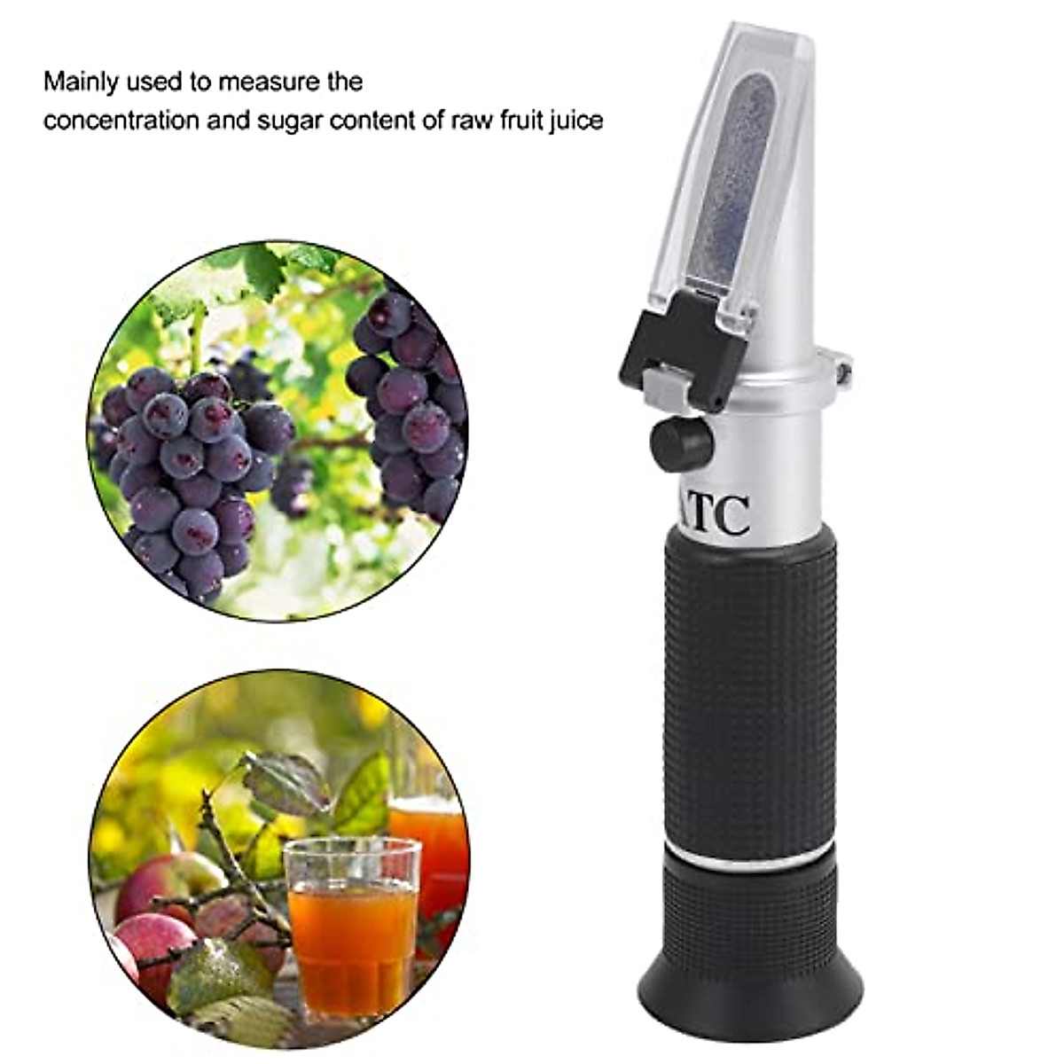 Brix Refractometer, Alcohol Refractometer Handheld 3 in 1 Visual Adjustment Handwheel with ATC for Fruit Juice for Homebrew Kit
