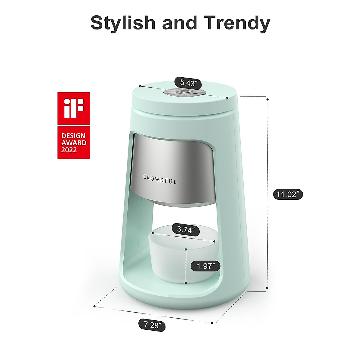 CROWNFUL Shaved Ice Machine, Snow Cone Machine with 2 Ice Cups, Ice Shaver Machine for Snow Cones, Snowballs, Frozen Cocktails and More, Easy to DIY with Snow Cone Syrup at Home