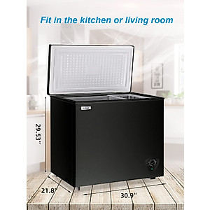 Chest Freezer WANAI 7.0 Cu.Ft Compact Chest FreezerDeep Freezers Free-Standing Top Door Freezer Removable Basket and Adjustable 7 Thermostat Open Deep Freezer Energy Saving Garage Basement Apartment K