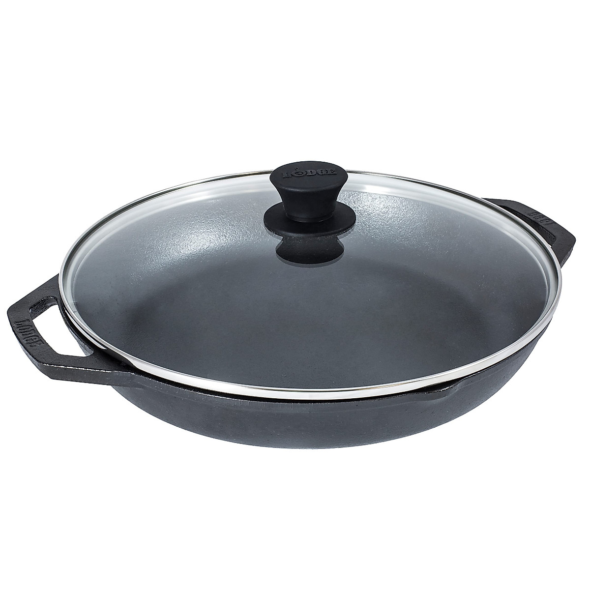 Lodge 12 Inch Cast Iron Everyday Pan - Chef Collection - Use on Oven, Stove, Grill, or Fire - Easy to Clean - Cast Iron Pan with Lid - Durable Cookware
